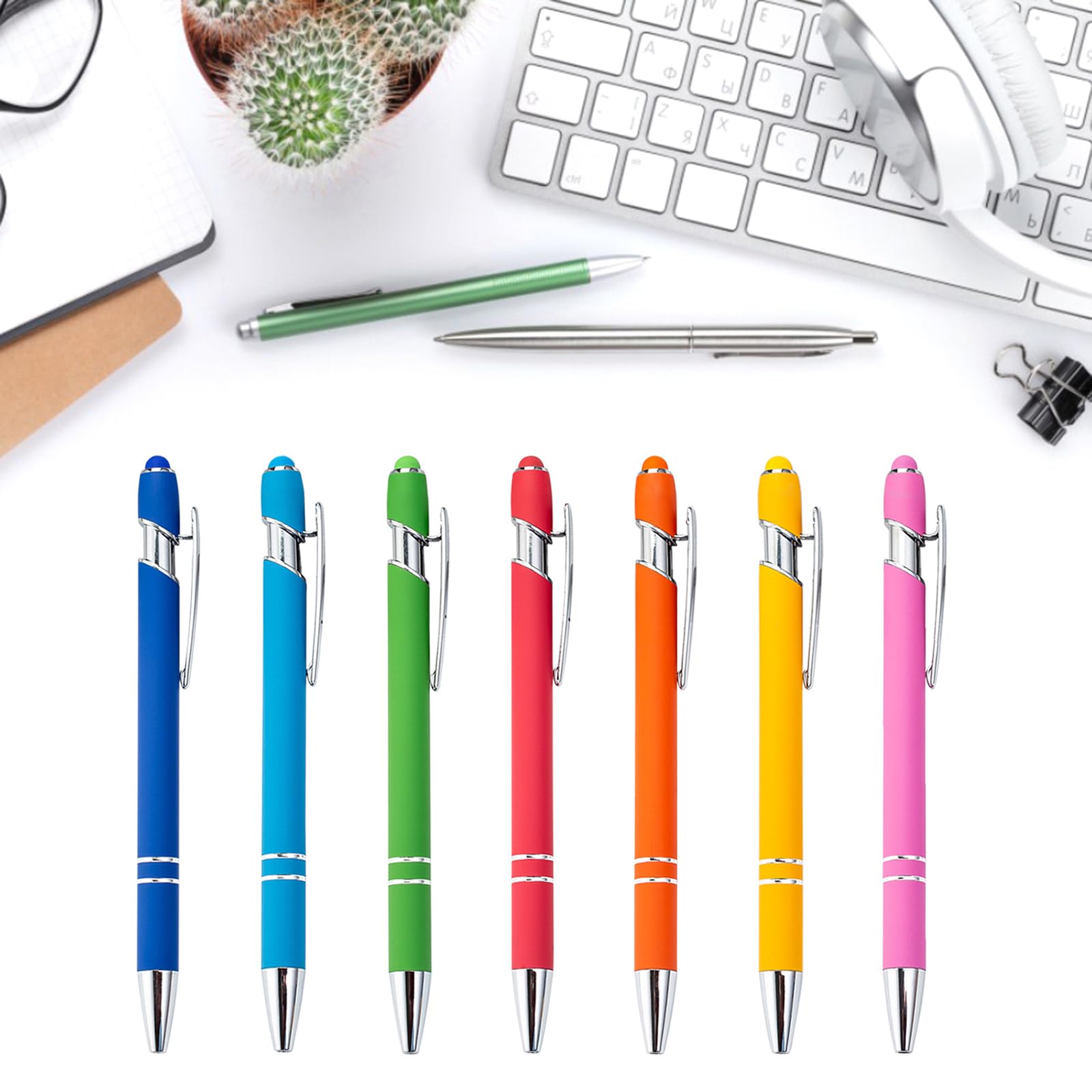 Stylus Tip Ballpoint Pens 7 Pieces 1.0mm Retractable Ball Point Pen Medium Point Smooth Writing Pen Black Metal Pen Stylus Tip Ballpoint Pens Retractable Ball Point Pen Medium Point Smooth Pen