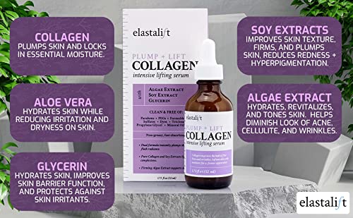 Elastalift Collagen Facial Serum Lifting, Plumping, & Firming Collagen Serum For Face Improves Elasticity, Evens Skin Tone, Plumps, & Lifts Sagging Skin, Non-Greasy Wrinkle Serum (1.75 Fl Oz)