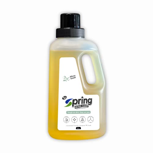Spring Ultra Clean High Efficiency (HE) Liquid Laundry Detergent, Free of Dyes, Paraben, Phthalate, Formaldehyde, Phosphate and PFAS, Hypoallergenic, 32oz - 64 Loads