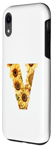 iPhone XR Letter V Initial Monogram Sunflower Minimalist Women Yellow Case
