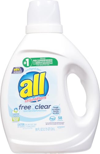 All Liquid Laundry Detergent, Free Clear for Sensitive Skin, 88 Fluid Ounces, 58 Loads