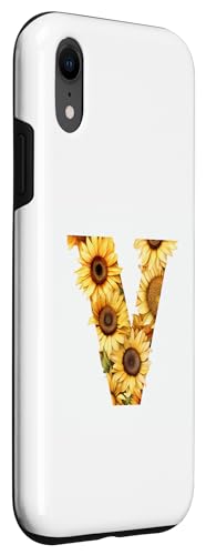 iPhone XR Letter V Initial Monogram Sunflower Minimalist Women Yellow Case