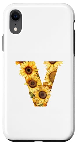 iPhone XR Letter V Initial Monogram Sunflower Minimalist Women Yellow Case
