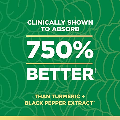 Nature's Bounty Advanced Turmeric Curcumin Provides 750% Better Absorption Without Black Pepper Extract or Bioperine. 60 Count Capsules. 60 Servings. Packaging May Vary