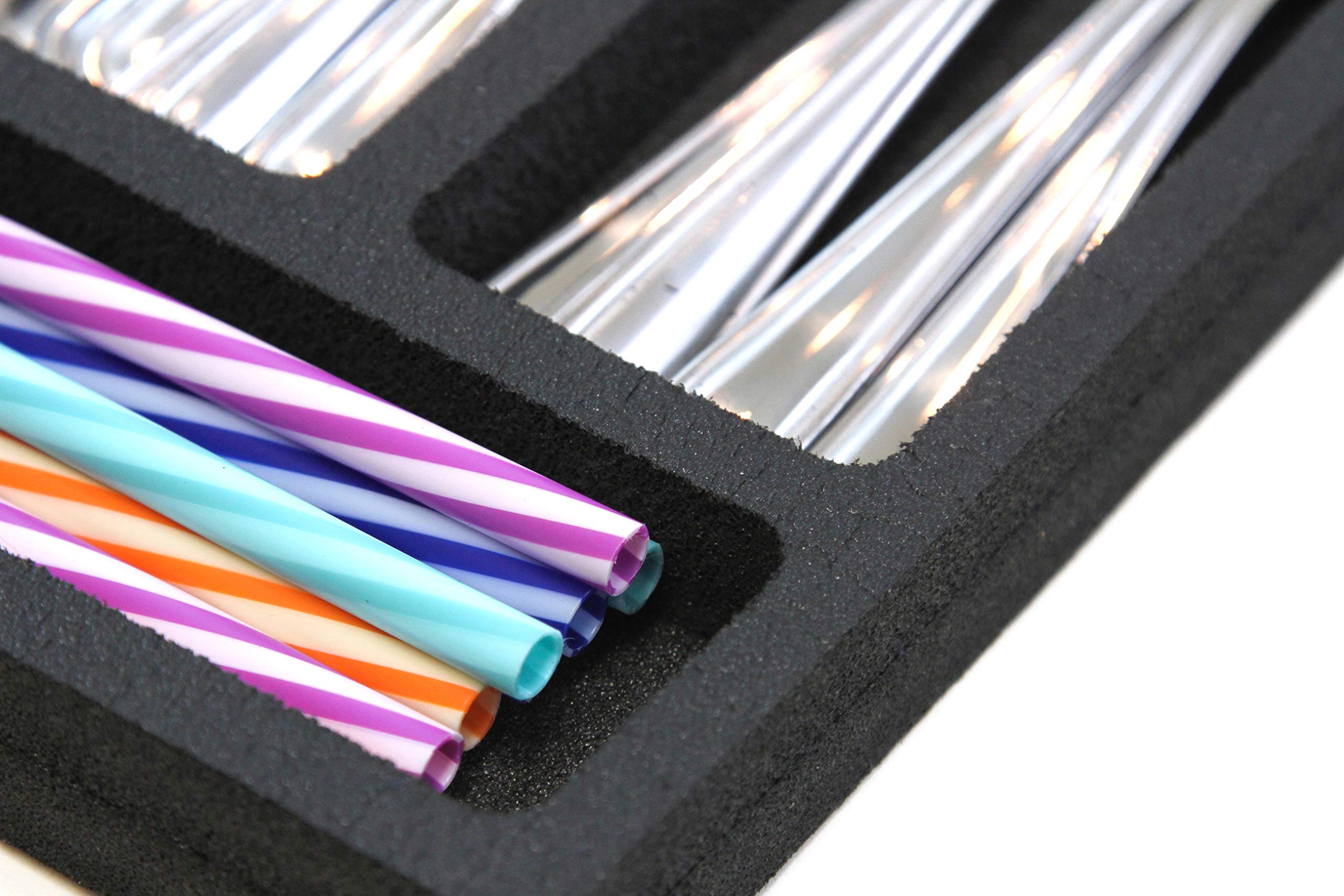 Polar Whale 2 Flatware Silverware Drawer Organizers Cutlery Forks Knives Spoons Non-Slip Waterproof Compact Tray Insert 11 x 15 x 1 Inch 6 Slot Great for Home Kitchen RVs Campers