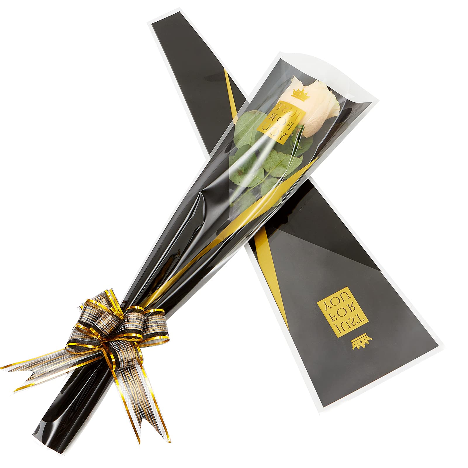 Aylmrice Single Rose Packaging Bag Valentines Day Single Rose Sleeve Flower Bags for Bouquets Wrapping Paper Bouquet Sleeves Envelopes 100Pcs S-Black