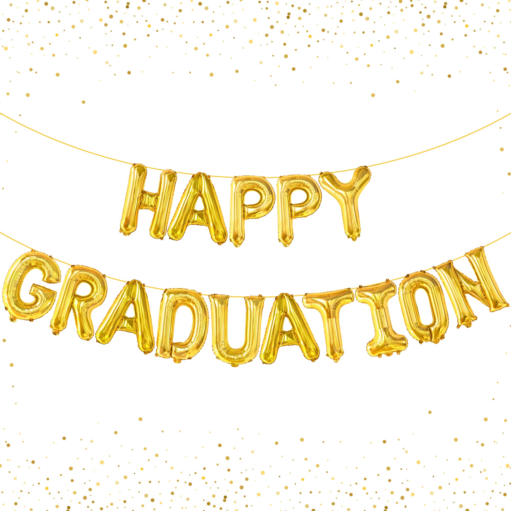 XtraLarge, Gold Happy Graduation Banner - 16 Inch, Graduation Foil Balloons | Graduation Party Supplies 2023 for Graduation Party Decorations 2023 | Graduation Banner for Graduation Decorations 2023