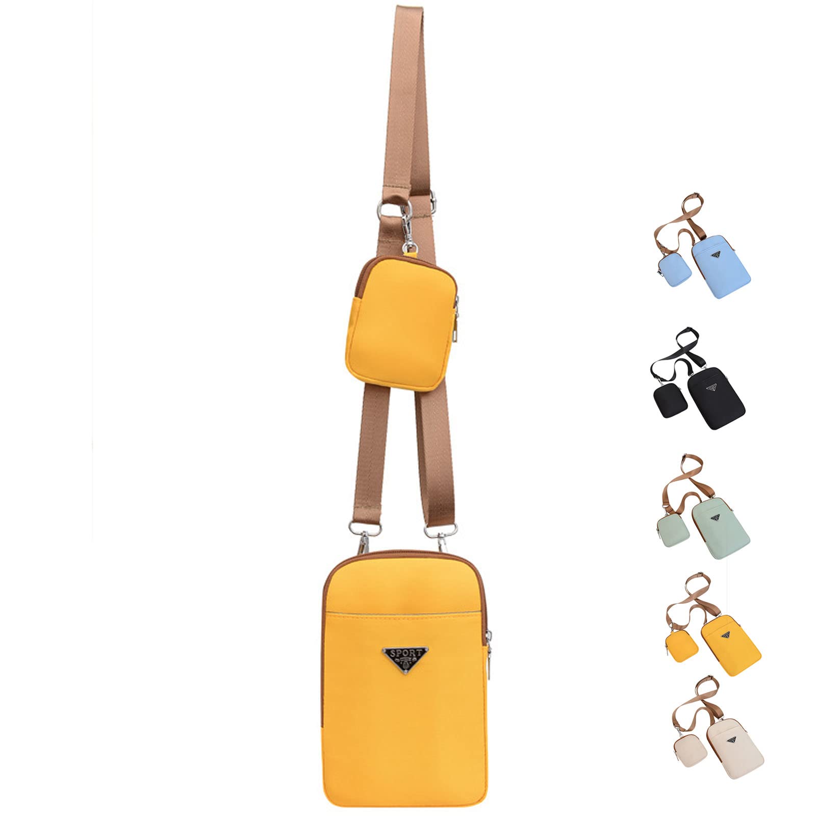 Valentoria Small Crossbody Bag Cell Phone Purse Womens Small Travel Messenger Wallet Casual Sport Daypack Zipper Coin Pouch Lightweight (Yellow)
