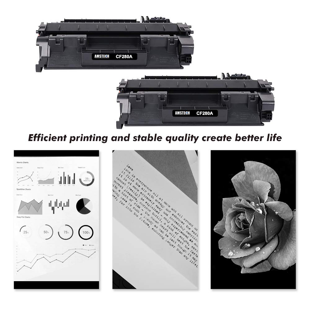 80A CF280A 2 Pack Toner Cartridge Compatible Replacement for HP 80A CF280A 80X CF280X Toner Cartridge for HP Pro 400 M401A M401D M401N M401DNE MFP M425DN Printer Black