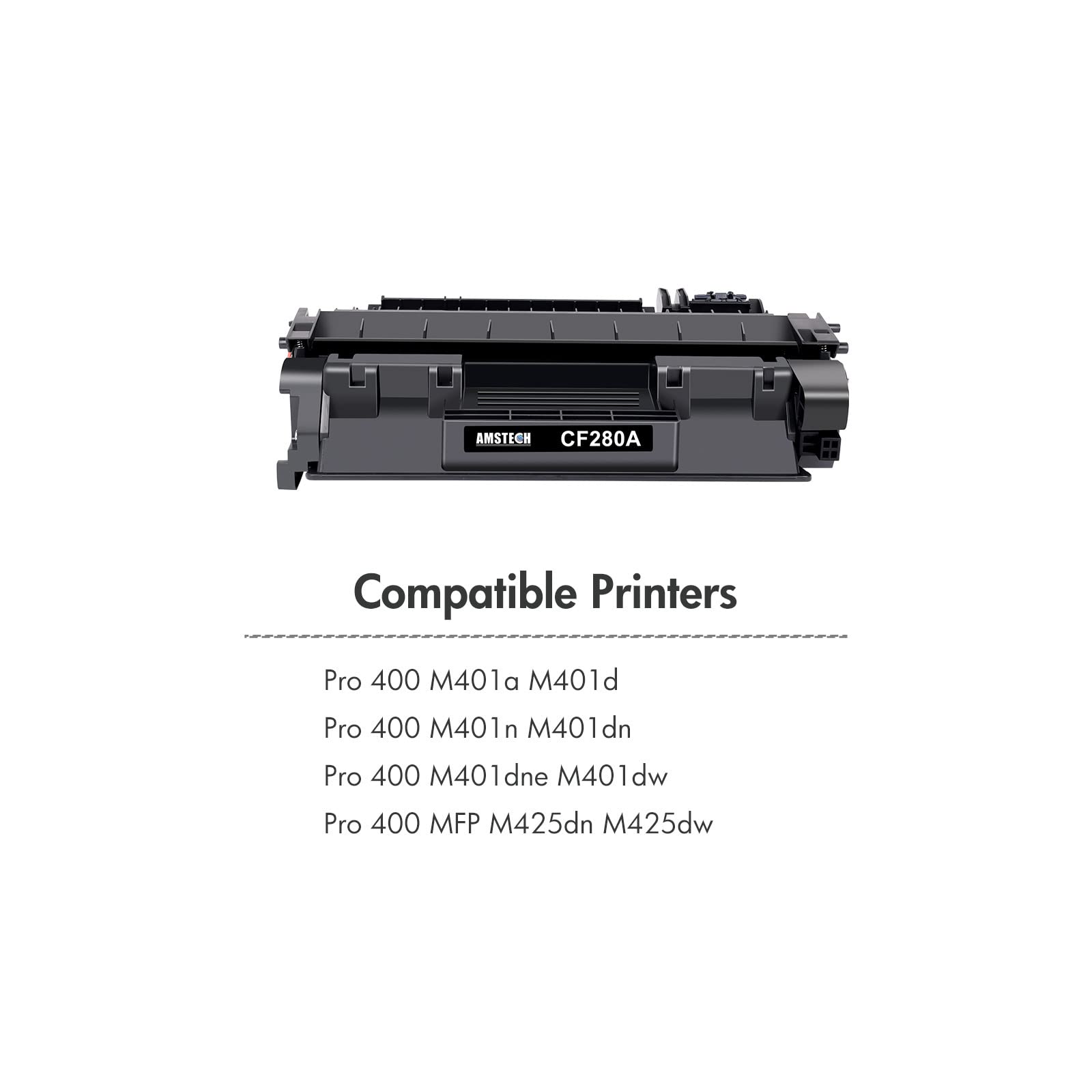 80A CF280A 2 Pack Toner Cartridge Compatible Replacement for HP 80A CF280A 80X CF280X Toner Cartridge for HP Pro 400 M401A M401D M401N M401DNE MFP M425DN Printer Black