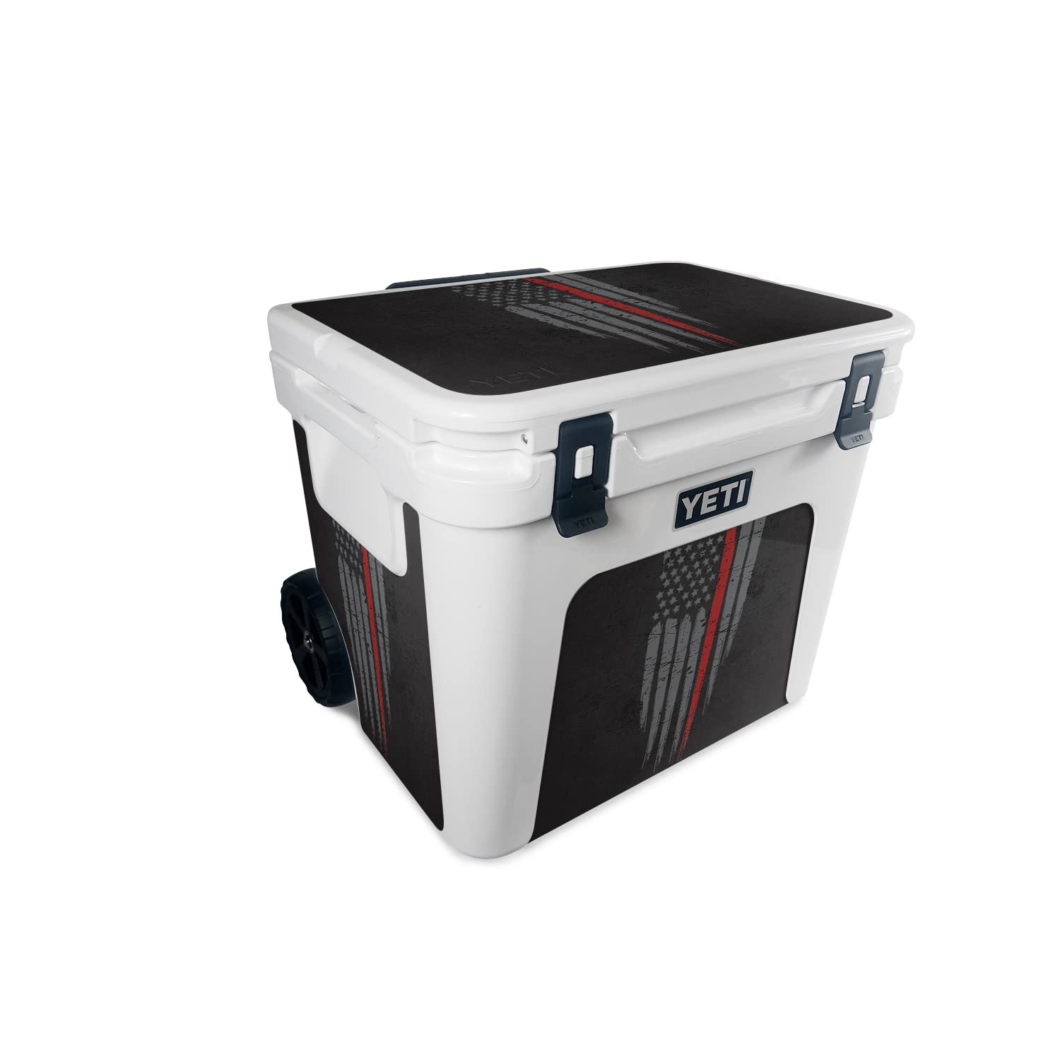 MightySkins Skin Compatible with Yeti Roadie 60 Wheeled Cooler - Thin Red Line | Protective, Durable, and Unique Vinyl Decal wrap Cover | Easy to Apply, Remove, and Change Styles | Made in The USA