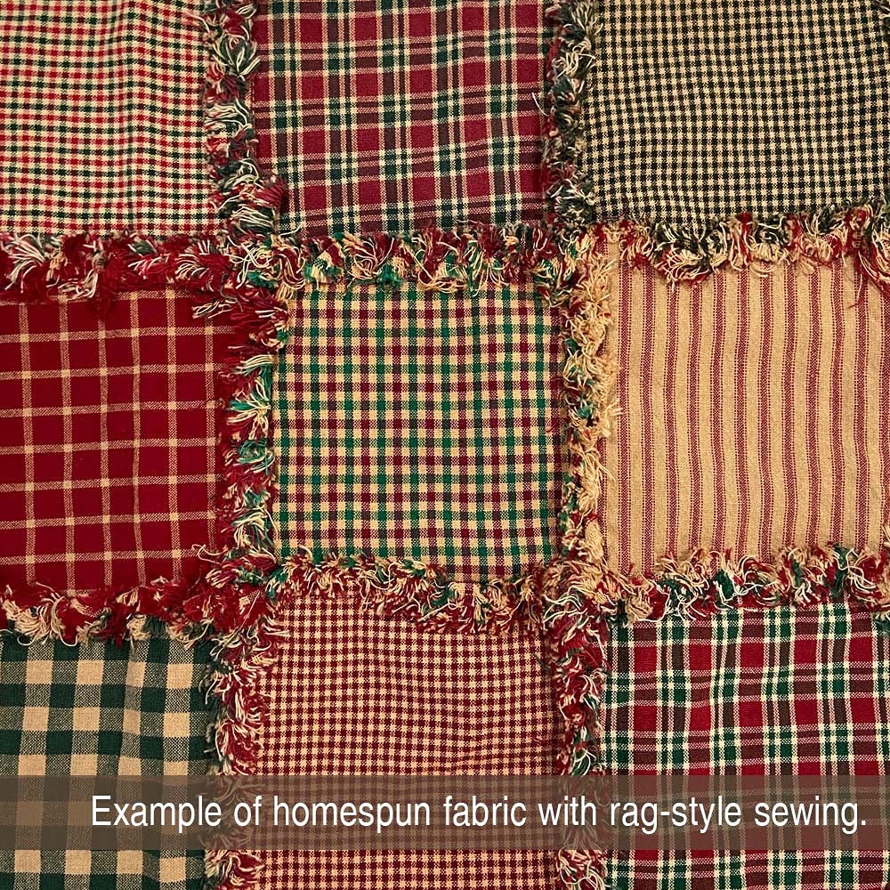 Cranberry Christmas 3 Cotton Homespun Plaid Fabric by JCS - Sold by The Yard