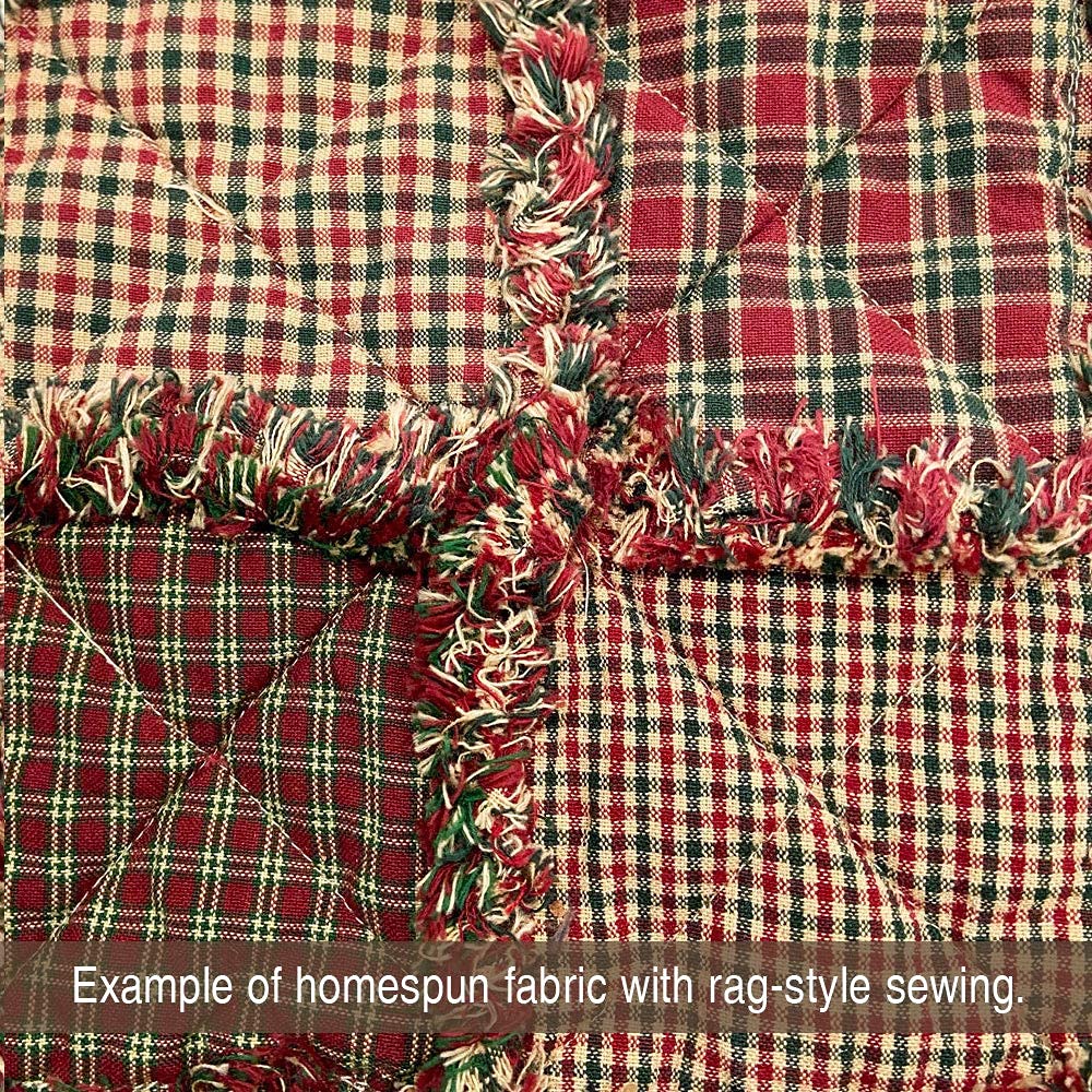 Cranberry Christmas 3 Cotton Homespun Plaid Fabric by JCS - Sold by The Yard