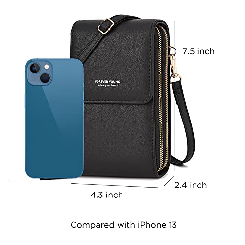 Women Crossbody Wallet Purse with Phone Holder Lightweight Touch Screen Bag Purse PU Leather RFID Blocking Purse