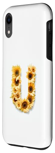 iPhone XR Letter U Initial Monogram Sunflower Minimalist Women Yellow Case