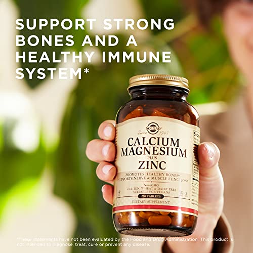 Solgar Calcium Magnesium Plus Zinc - 250 Tablets, Pack of 3 - Promotes Healthy Bones, Supports Nerve & Muscle Function - Non-GMO, Vegan, Gluten Free - 250 Total Servings