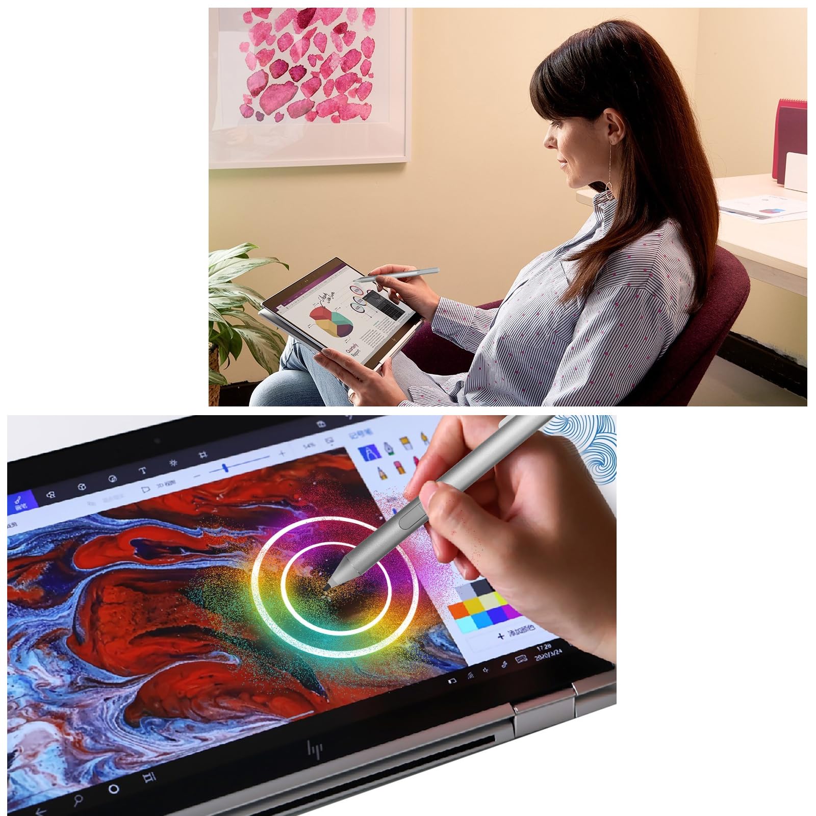 Digital Stylus Pen for Len-OVO Touchscreen, Active Stylus Pen for Len-OVO ThinkPad Yoga/Miix 720/510/520 IdeaPad Flex 5/6 with 2048 Levels of Pressuree Sensitivity for Len-OVO Touch Screen Laptop