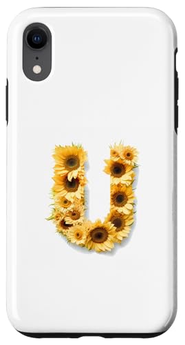 iPhone XR Letter U Initial Monogram Sunflower Minimalist Women Yellow Case