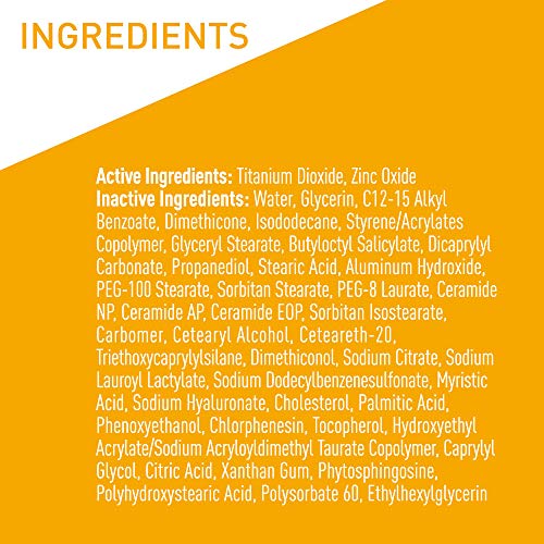 CeraVe 100% Mineral Sunscreen SPF 50 | Body Sunscreen with Zinc Oxide & Titanium Dioxide for Sensitive Skin | With Hyaluronic Acid and Ceramides | 5 oz