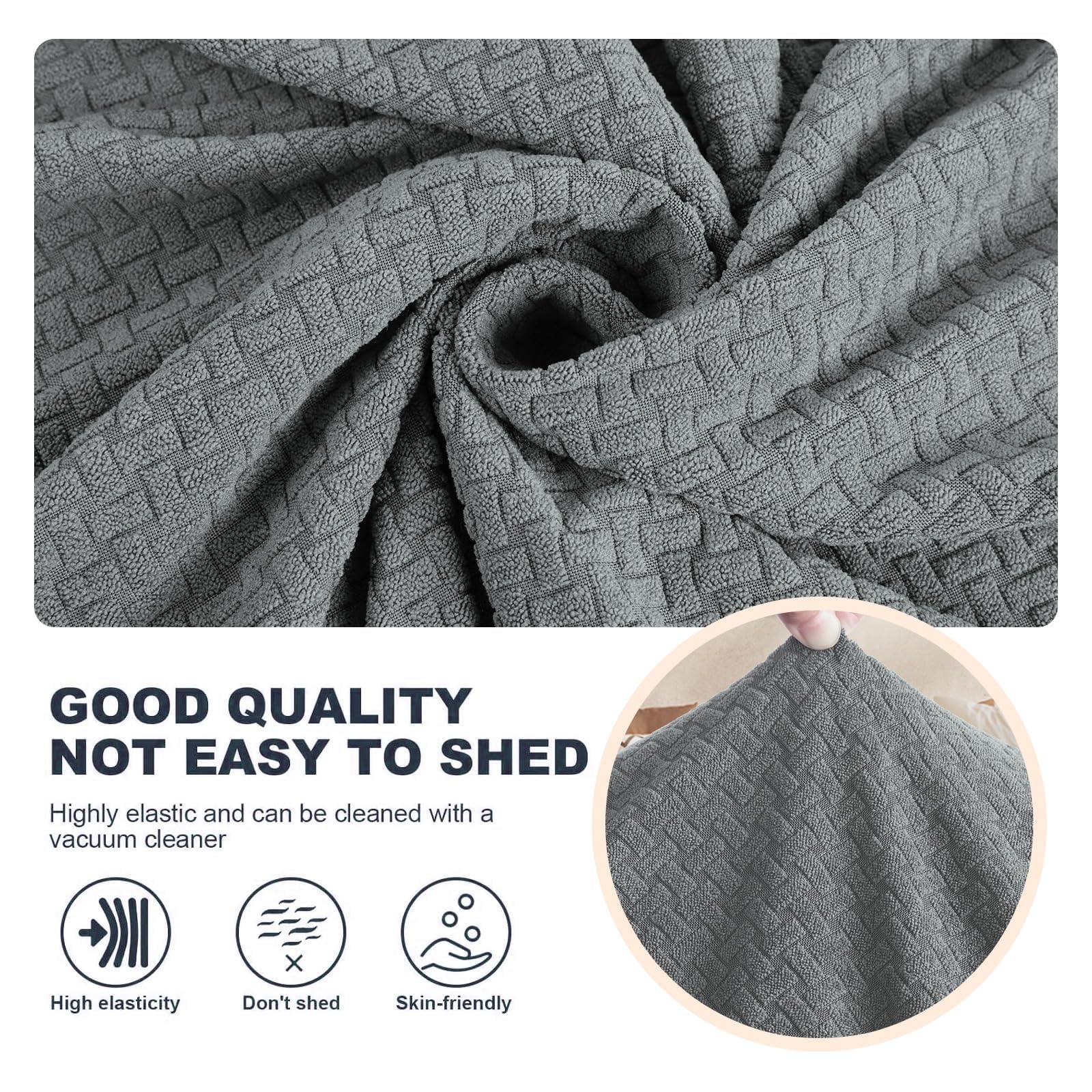 JIVINER 3 Pieces Couch Covers for 2 Cushion Couch Stretch Sofa Slipcover with 2 Extra Large Seat Cushion Covers Thick Fitted Loveseat Sofa Covers for Living Room (XL Loveseat, Light Gray)