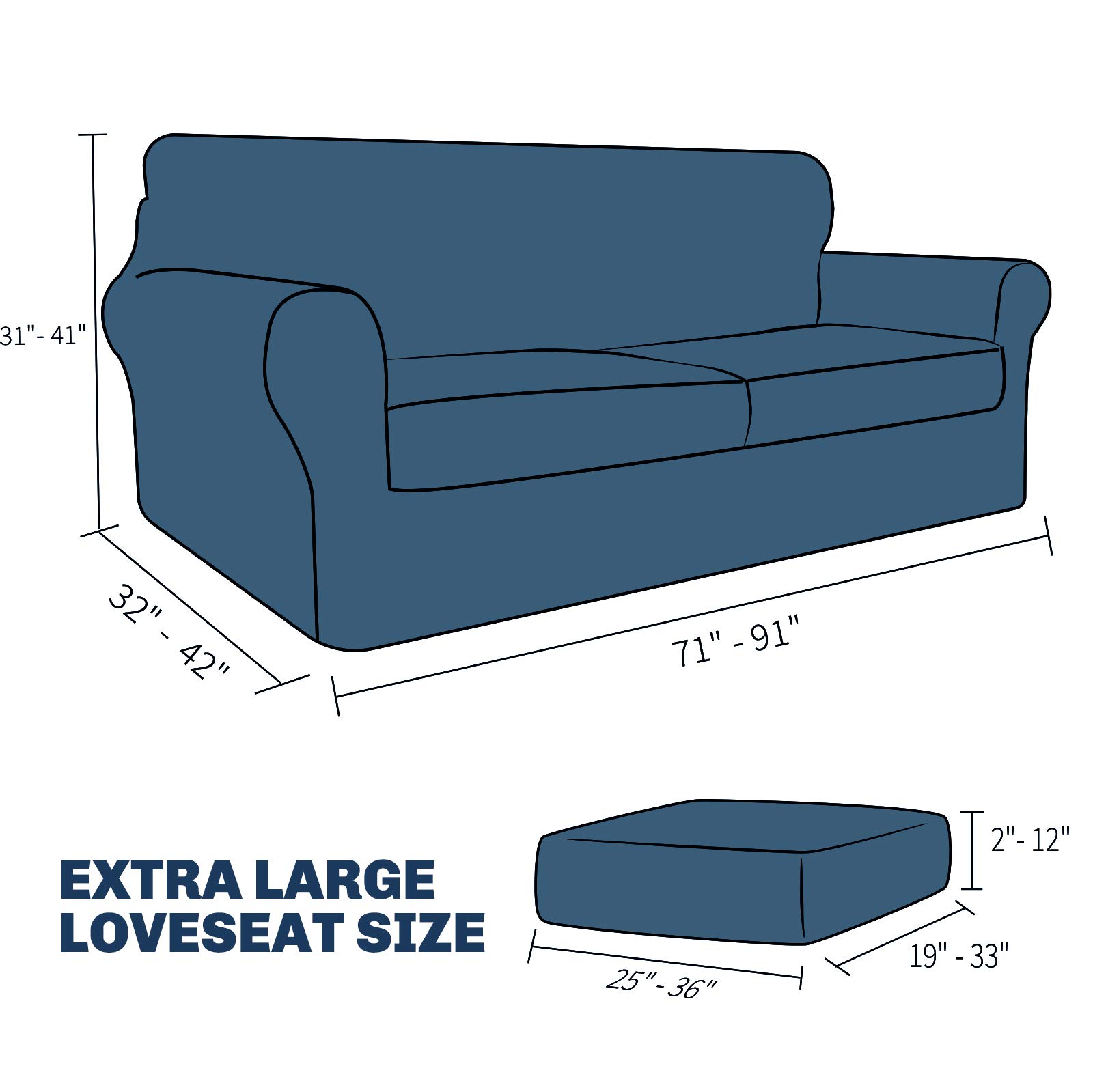 JIVINER 3 Pieces Couch Covers for 2 Cushion Couch Stretch Sofa Slipcover with 2 Extra Large Seat Cushion Covers Thick Fitted Loveseat Sofa Covers for Living Room (XL Loveseat, Light Gray)