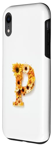 iPhone XR Letter P Initial Monogram Sunflower Minimalist Women Yellow Case
