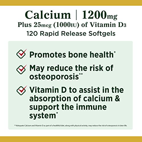 Natures Bounty Calcium Plus Vitamin D3 1200 miligram Capsules - 120 Ea, Pack of 3