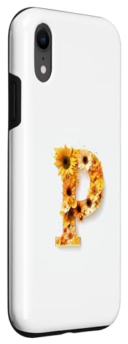 iPhone XR Letter P Initial Monogram Sunflower Minimalist Women Yellow Case