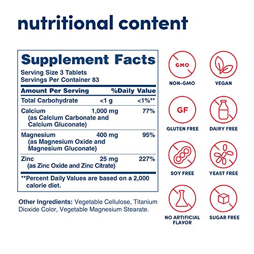 American Health Calcium/Magnesium/Zinc Tablets, 250 Count