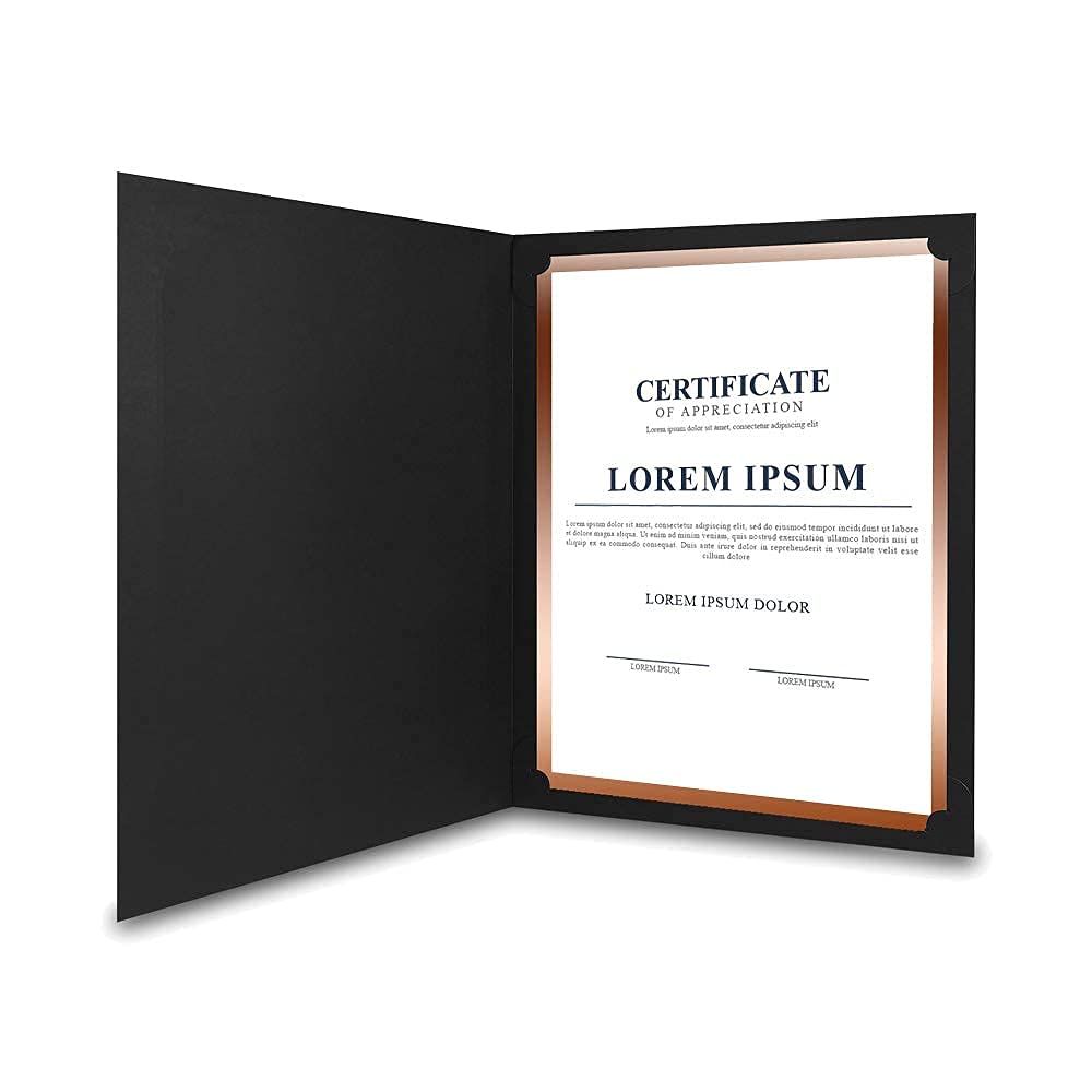 SUNEE Certificate Holders(Black, 30 Packs), Diploma Covers Gold Foil Border, for Letter Size 8.5x11 Certificates, Cardstock, Document Papers