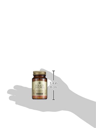 Solgar Folate 1000 mcg, 60 Tablets - 1000 mcg Bio-active Metafolin - Heart Health - Vegan, Gluten Free, Dairy Free, Kosher - 60 Servings
