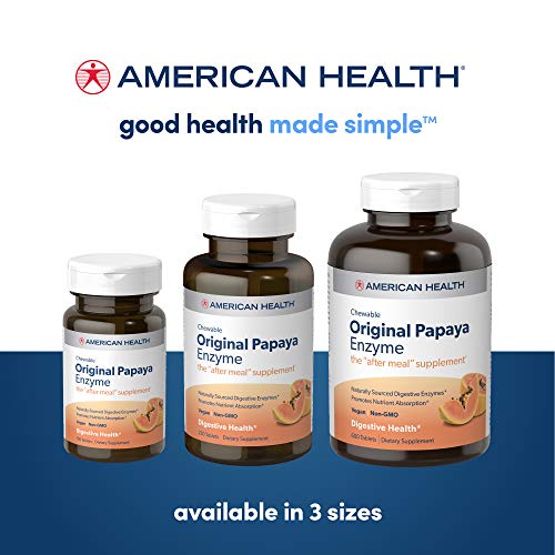 American Health Original Papaya Enzyme Chewable Tablets - Promotes Nutrient Absorption and Helps Digestion - Gluten-Free, Vegetarian - 100 Count, 33 Total Servings, Original, 100 Count