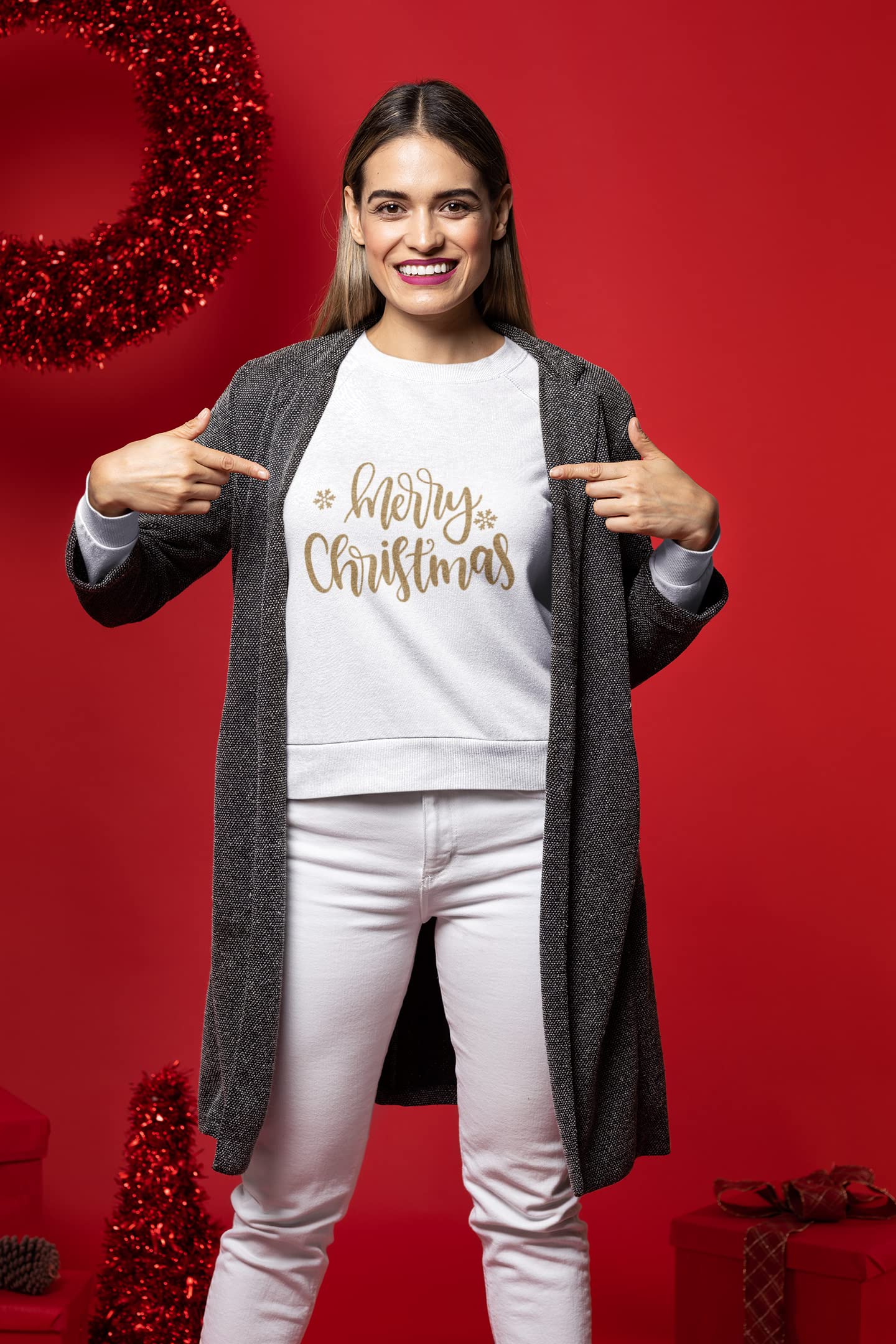 Merry Christmas Iron On Decal, Shirt Transfer Patch Design, DIY Crafts, Holiday Iron-On, Pick Size Color, No Sew Ready To Apply to Most Thing