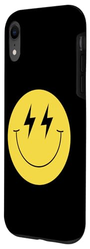 iPhone XR 70s Cute Lightning Bolt Eyes Yellow Happy Smiling Smile Face Case