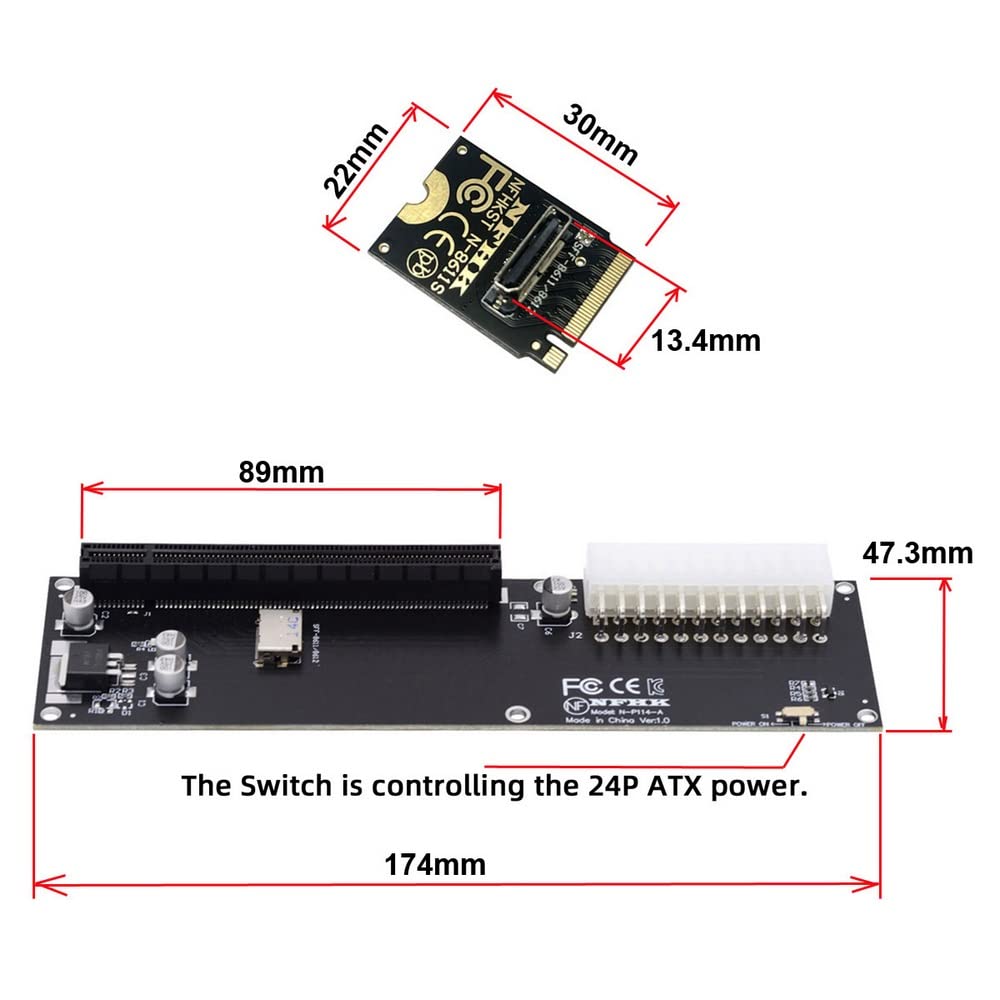 xiwai Oculink SFF-8611 Data Cable, PCI-E 3.0 Card - PCI Express M.2 M-Key to SFF-8612 Host Adapter for GPD Win Max2 External Graphics Card & SSD