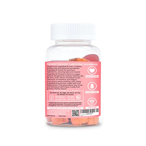 Sugarbear Women's MultiVitamin, Vegan Collagen Booster Blend, with Glutathione, Omega-3, Folate, Biotin & Vitamin C (1 Month Supply)