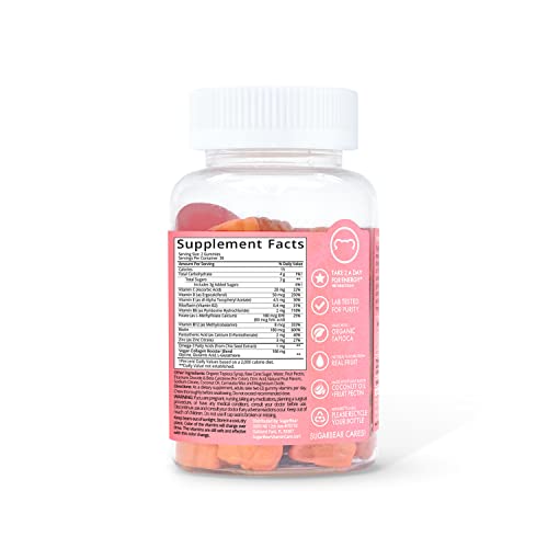 Sugarbear Women's MultiVitamin, Vegan Collagen Booster Blend, with Glutathione, Omega-3, Folate, Biotin & Vitamin C (1 Month Supply)