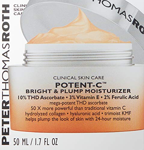 Peter Thomas Roth | Potent-C Bright & Plump Moisturizer | Brightening Vitamin C Moisturizer and Anti-Aging Cream with Collagen light blue 1.69 Fl Oz