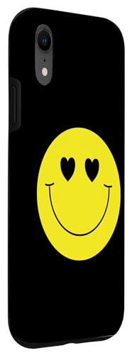 iPhone XR Cute Funny 70s Heart Eyes Yellow Happy Smiling Smile Face Case