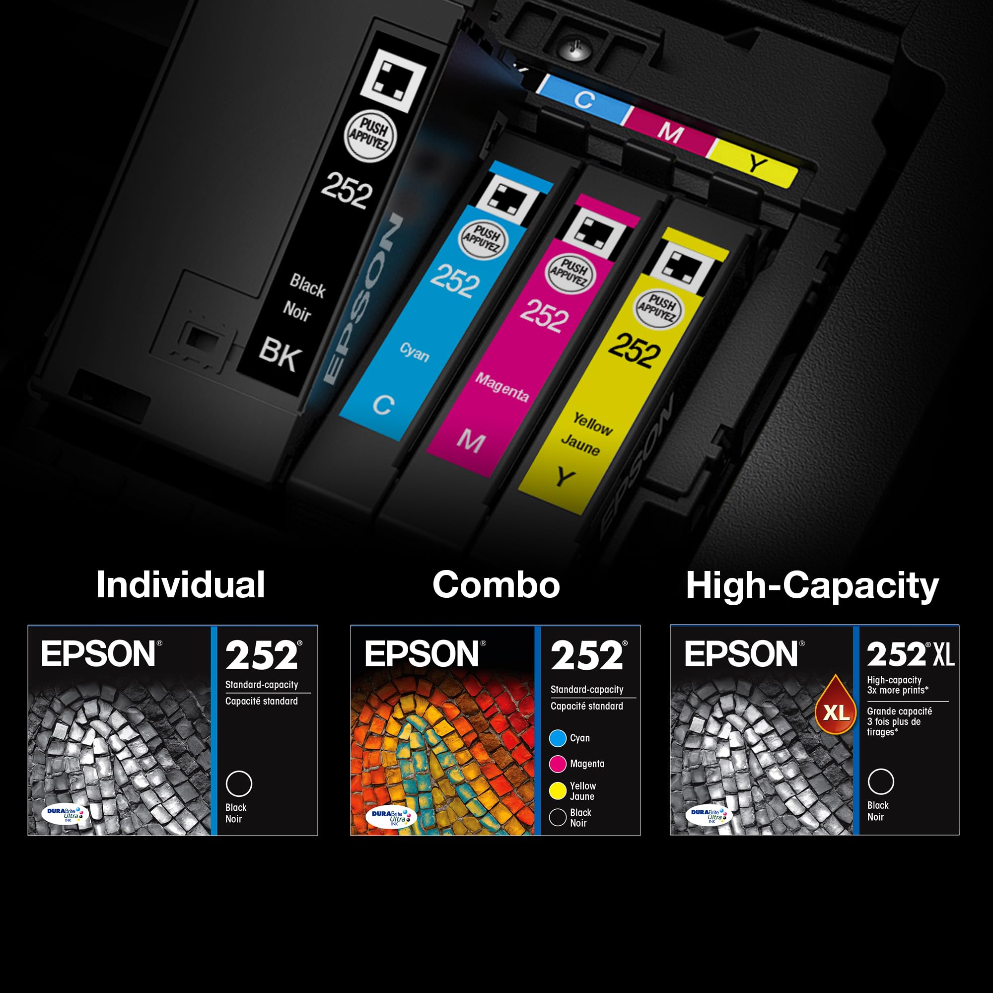 EPSON T252 DURABrite Ultra Ink Standard Capacity Black Dual Cartridge Pack (T252120-D2) for select Epson WorkForce Printers