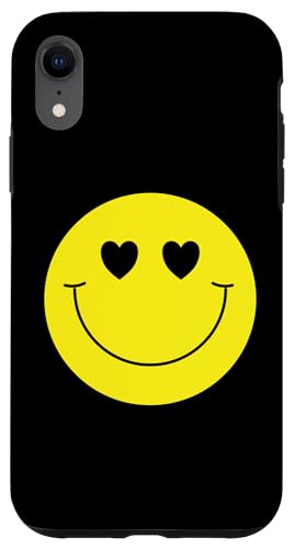 iPhone XR Cute Funny 70s Heart Eyes Yellow Happy Smiling Smile Face Case