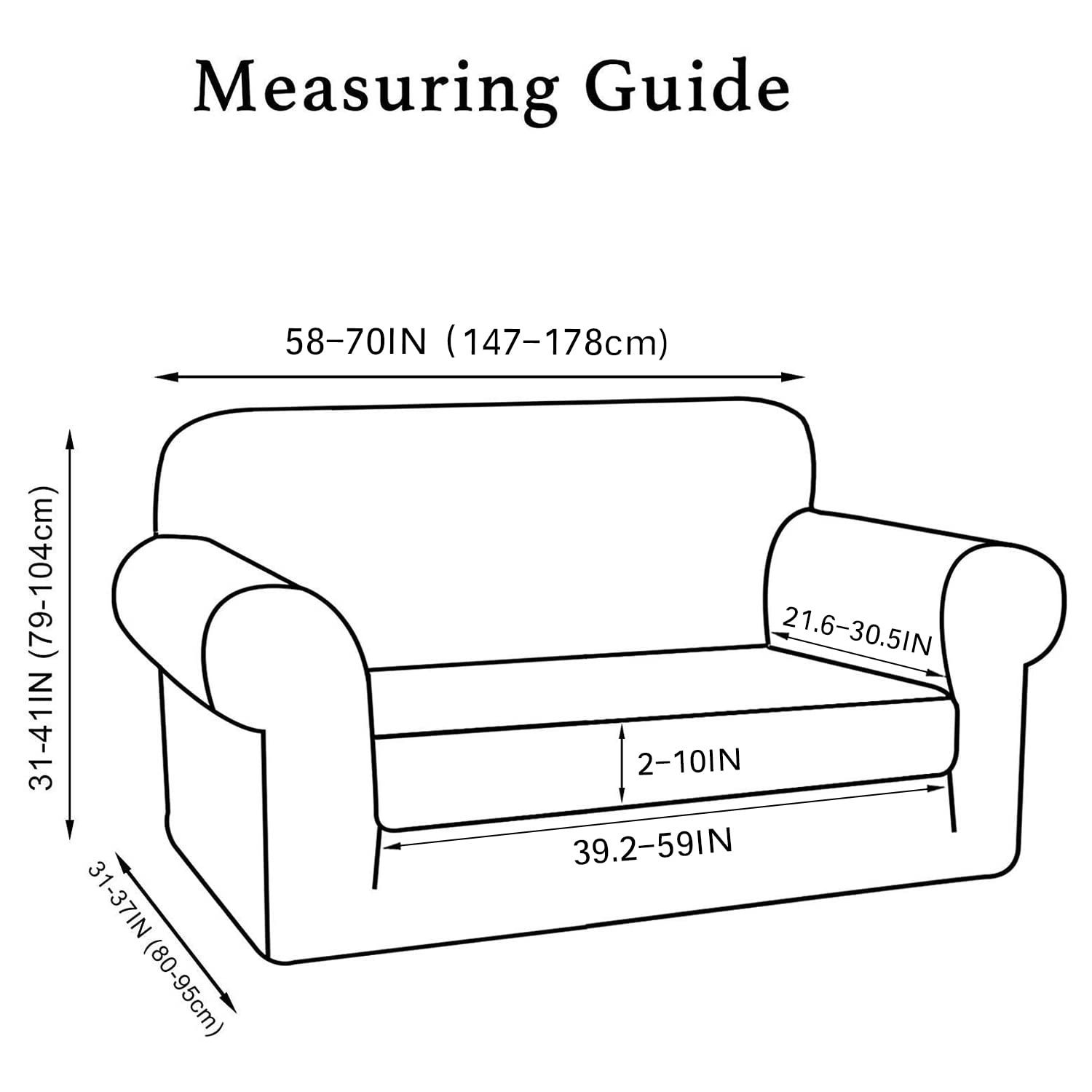 Turquoize Stretch Sofa Slipcover 2 Pieces Sofa Cover Couch Cover for 2 Cushion Couch Washable Furniture Protector Covers with Elastic Bottom Feature Thick Jacquard Fabric (Loveseat, Sand)