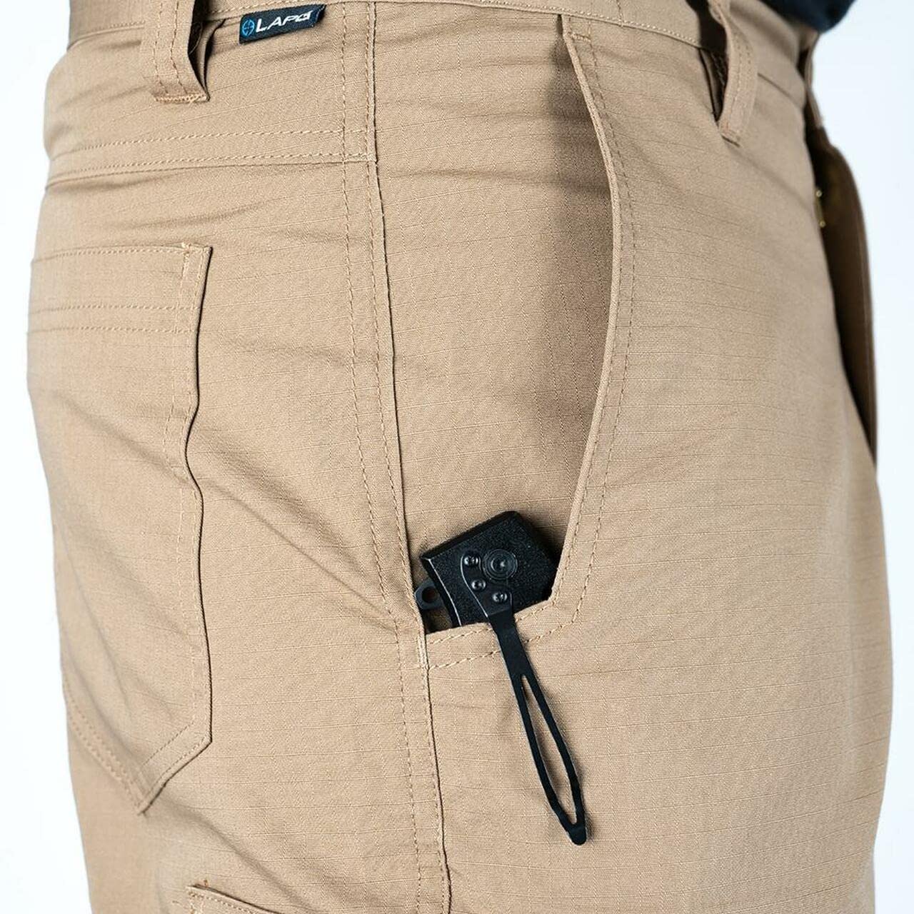 LAPG Men's Core Cargo Tactical Pants, Stretch Waistband, Lightweight & Durable Ripstop CCW Cargo Pants for Men, Coyote Brown, Size 32 x 30