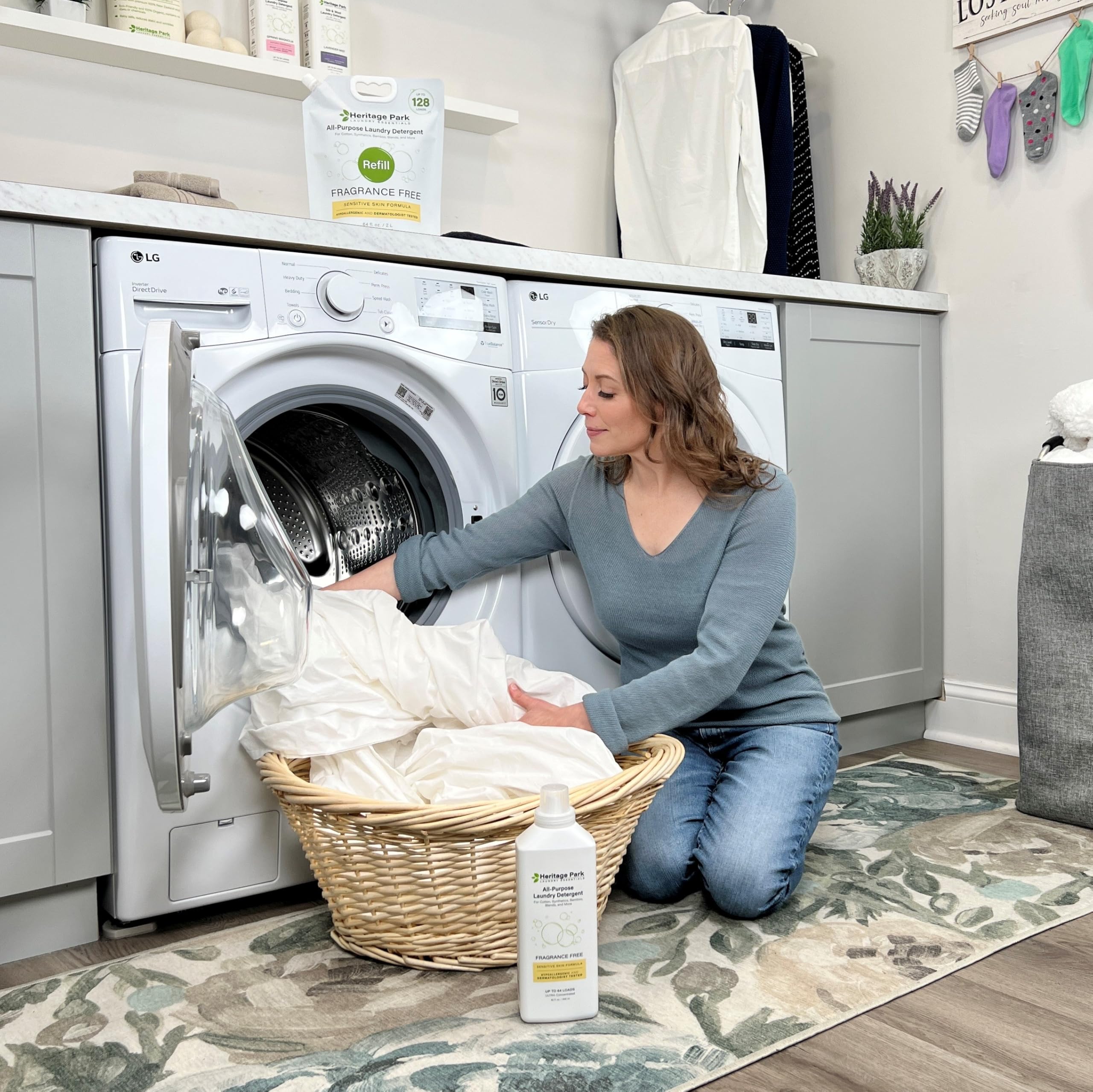 Heritage Park Luxury Laundry Detergent | Dermatologist Tested Plant based Natural & Enzyme Laundry Detergent | Sensitive Skin Friendly - Fragrance Free (32 fl oz)
