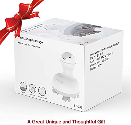 LATME Scalp Massager with 4 Replacement Massage Heads Portable Head Scratcher with Tissue Kneading Nodes Gifts Idea Stress Release Massager for Muscles Shoulder Calf