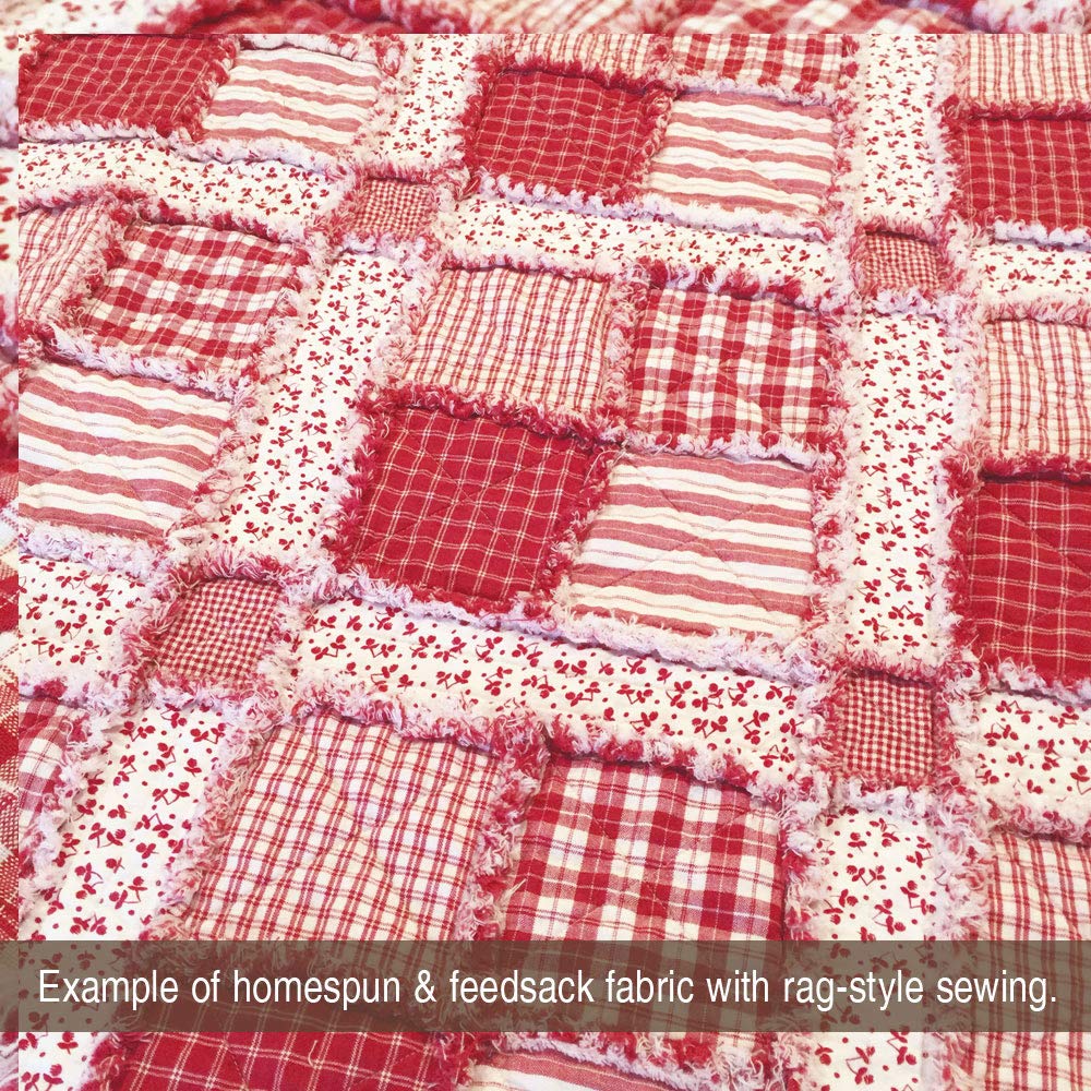 Perfect Red 6 Cotton Homespun Plaid Fabric by JCS - Sold by The Yard
