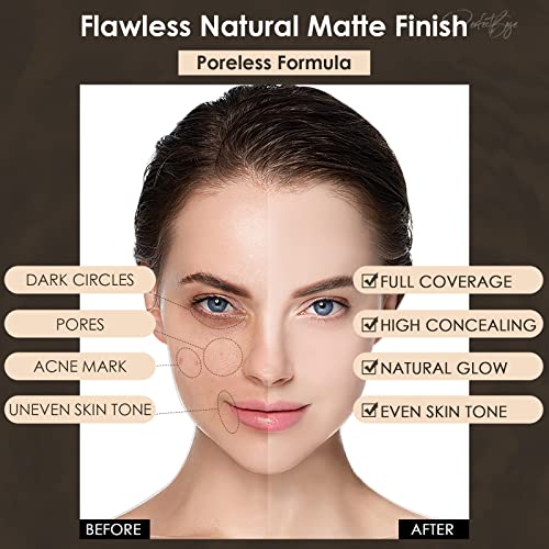 FOCALLURE PerfectBase Lasting Poreless Liquid Foundation, Medium to Full Coverage with Matte Finish, Covers Blemishes & Under-Eye Circles for All Skin Types, YL02 Cashmere
