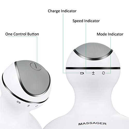 LATME Scalp Massager with 4 Replacement Massage Heads Portable Head Scratcher with Tissue Kneading Nodes Gifts Idea Stress Release Massager for Muscles Shoulder Calf