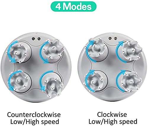 LATME Scalp Massager with 4 Replacement Massage Heads Portable Head Scratcher with Tissue Kneading Nodes Gifts Idea Stress Release Massager for Muscles Shoulder Calf
