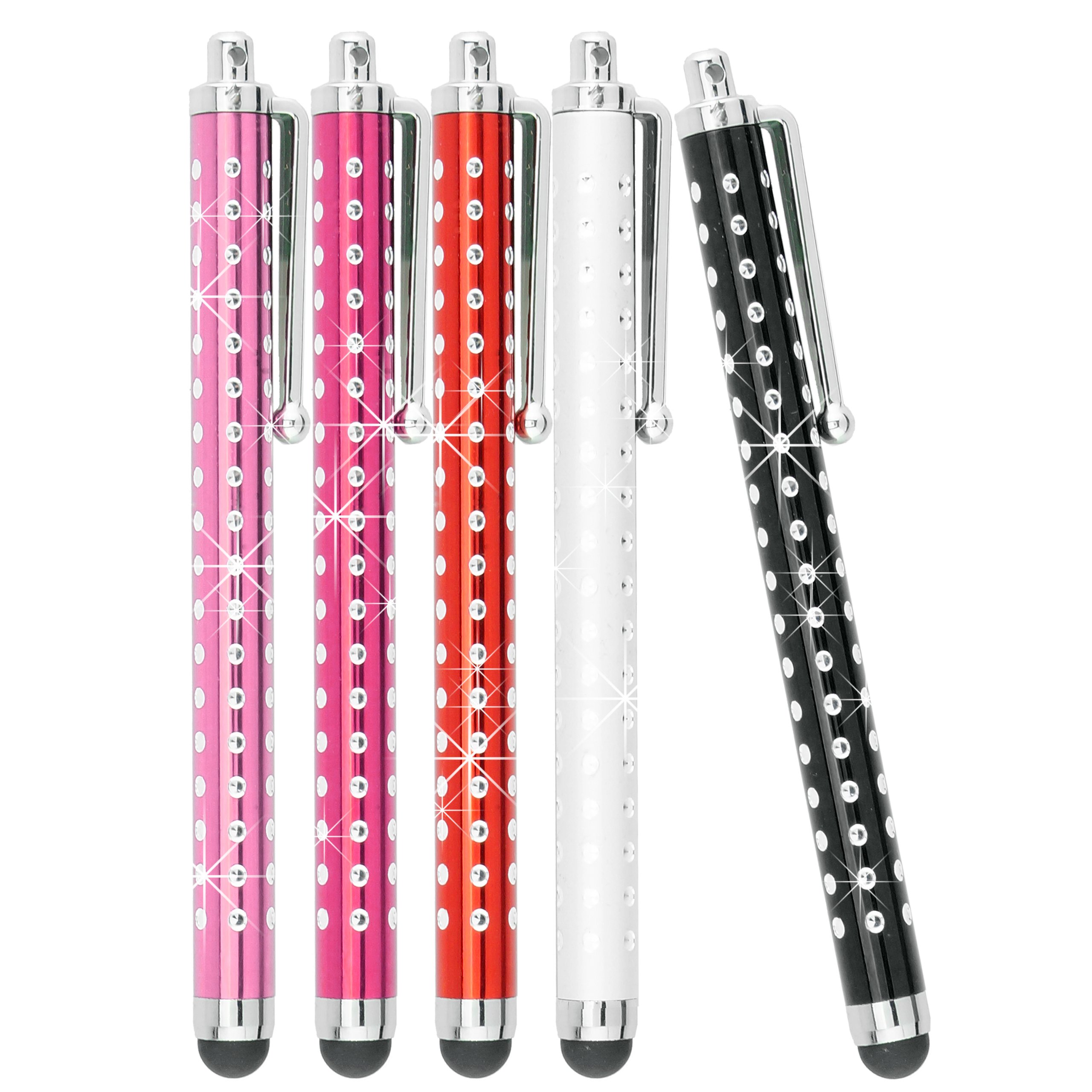 Eco-Fused 10 Pack Bling Metal Stylus Pens - Universal - Compatible with All Capacitive Touchscreen Devices - for iPad, iPhone, Samsung Phones and Tablets, All Android Phones and Tablets and More